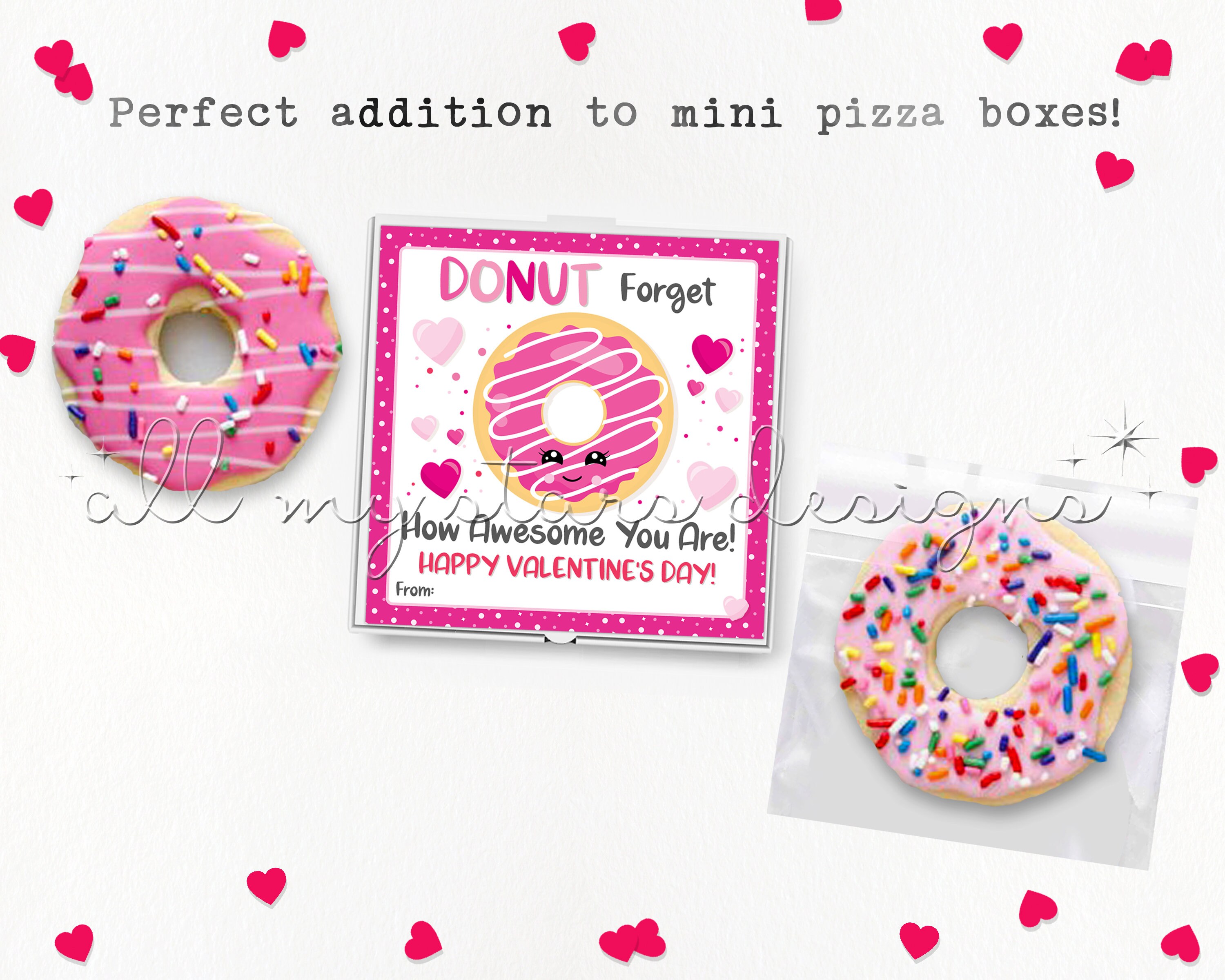 PRINTABLE Cute Donut Valentine Cards Set of 4 Instant | Etsy