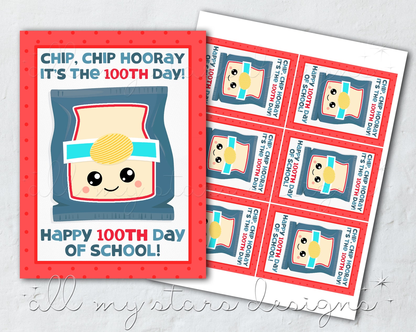 PRINTABLE Chip, Chip Hooray It's the 100th Day! Happy 100th Day of ...