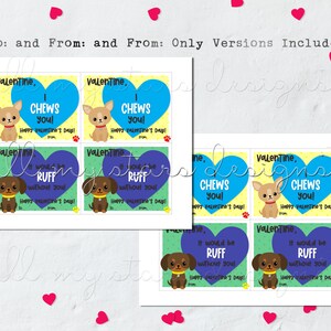 PRINTABLE Cute Dogs & Puppies Valentine Cards - Set of 6 Kid's ...