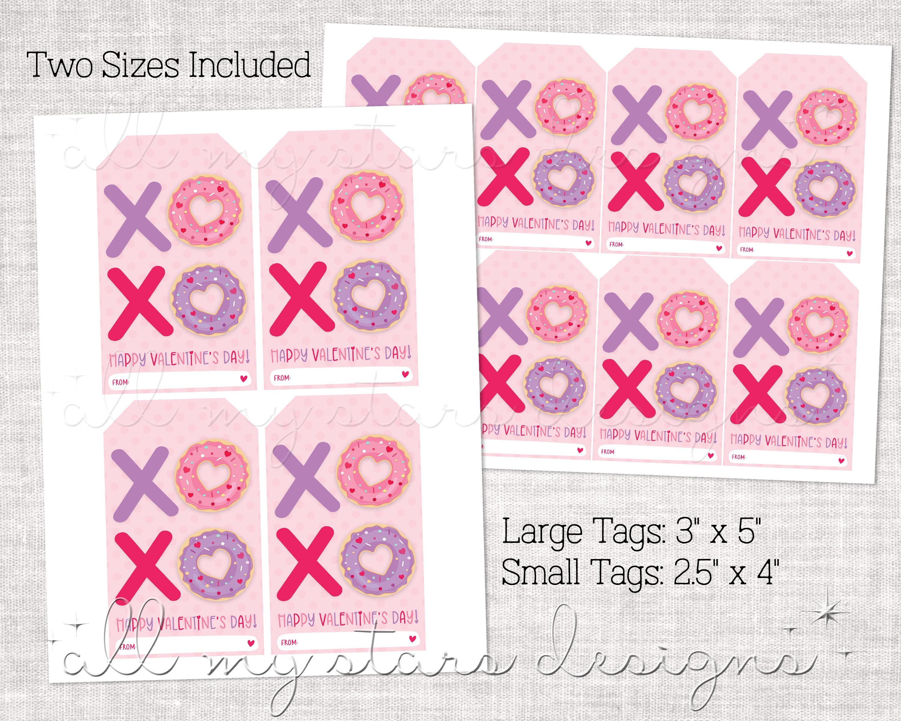 PRINTABLE XOXO Happy Valentine's Day! Donut Tag | Instant Download ...