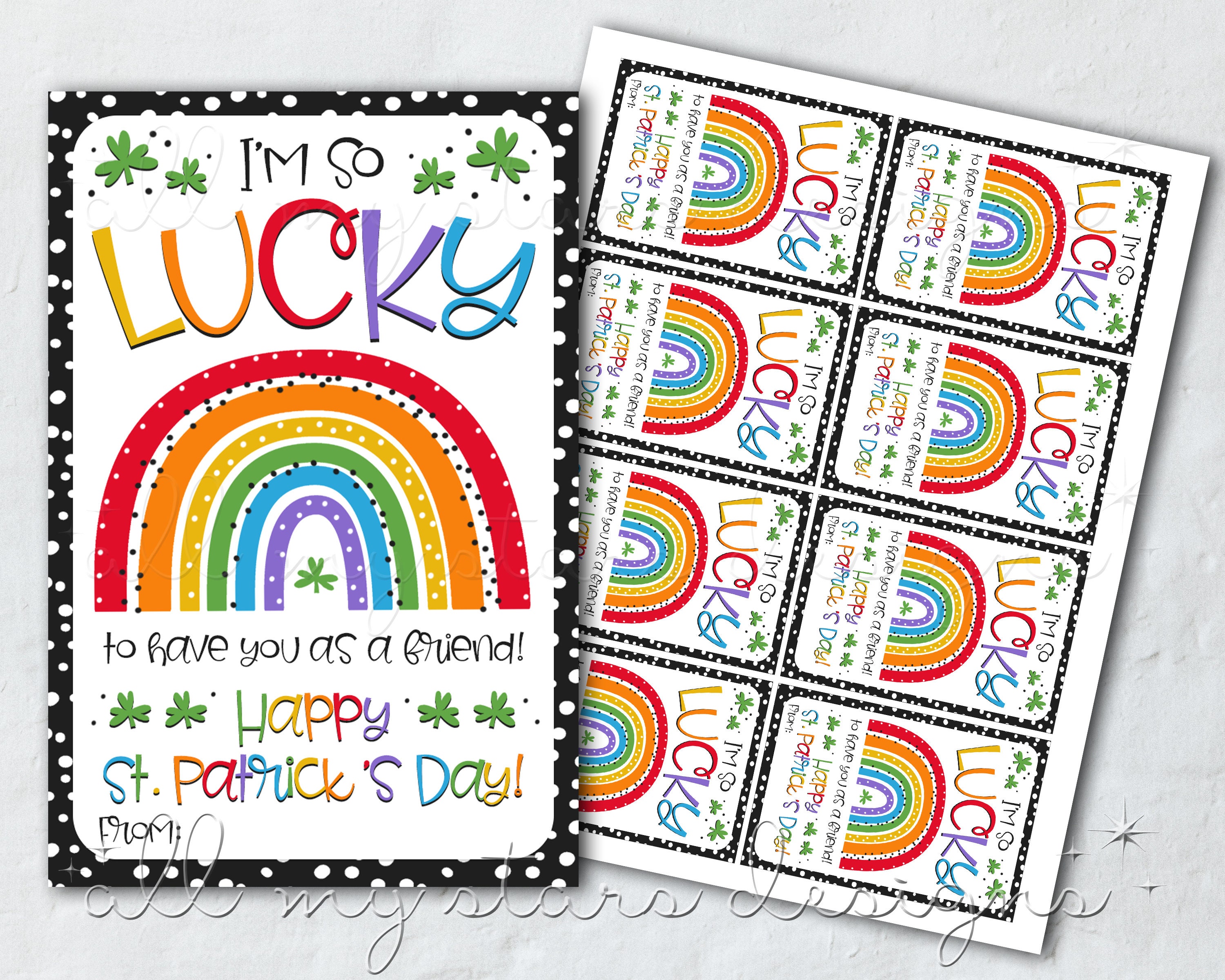 PRINTABLE I'm so LUCKY to Have You as a Friend Happy St. - Etsy