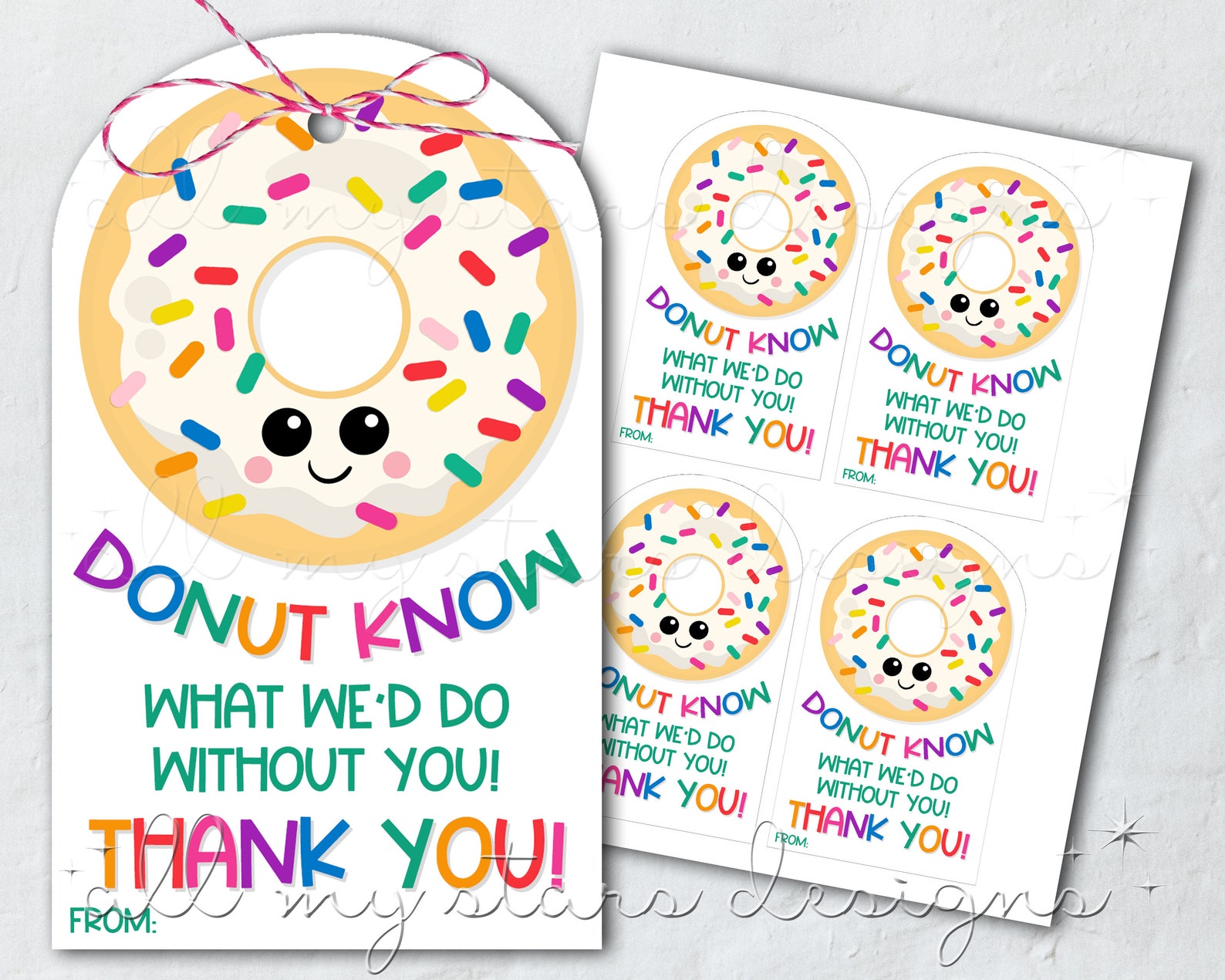 PRINTABLE DONUT Know What We'd Do Without You Thank You - Etsy