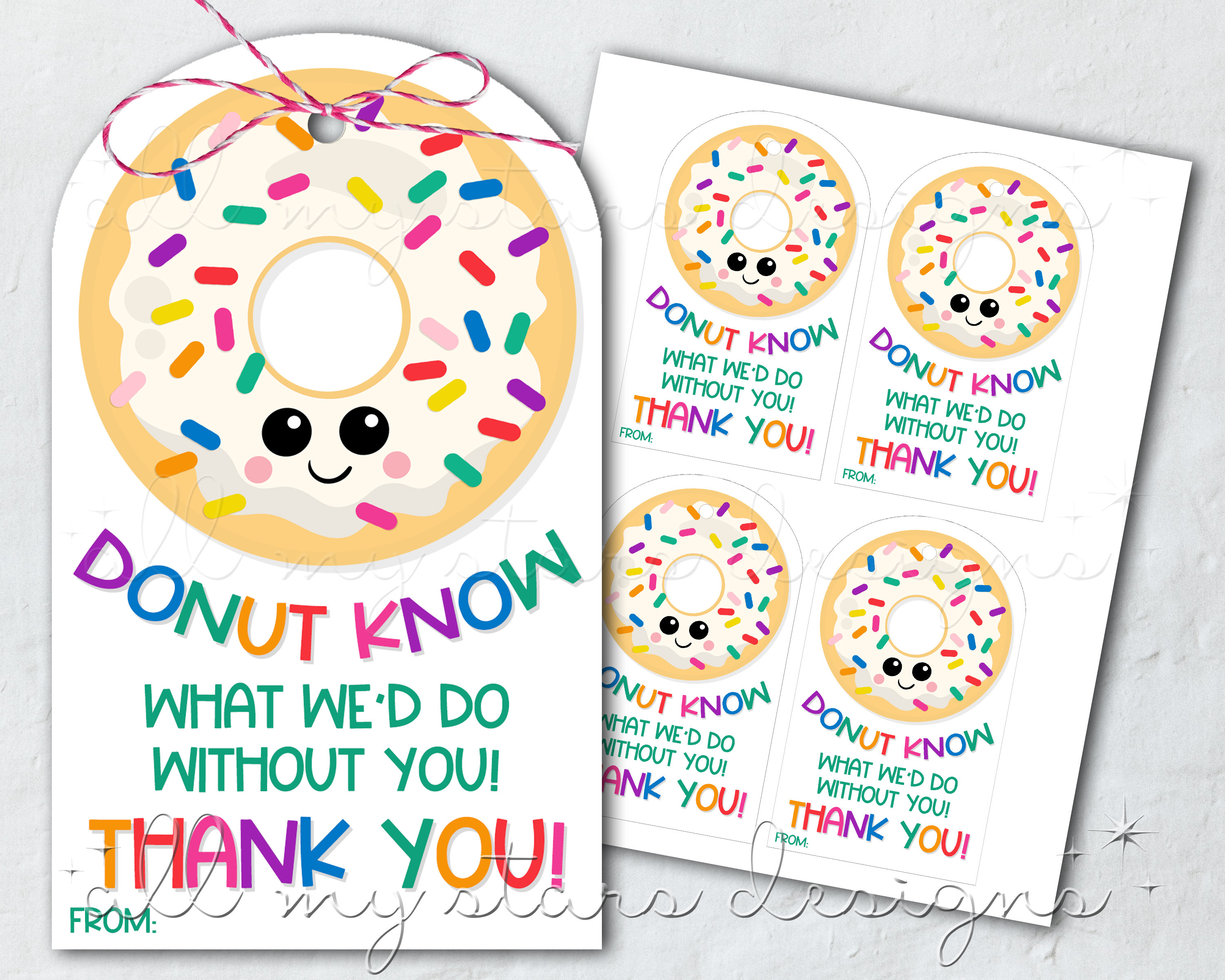PRINTABLE DONUT Know What We'd Do Without You Thank You - Etsy UK