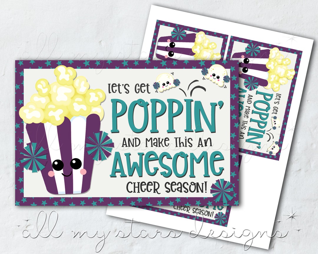 Printable Lets Get Poppin And Make This An Awesome Cheer Season Tag Instant Download