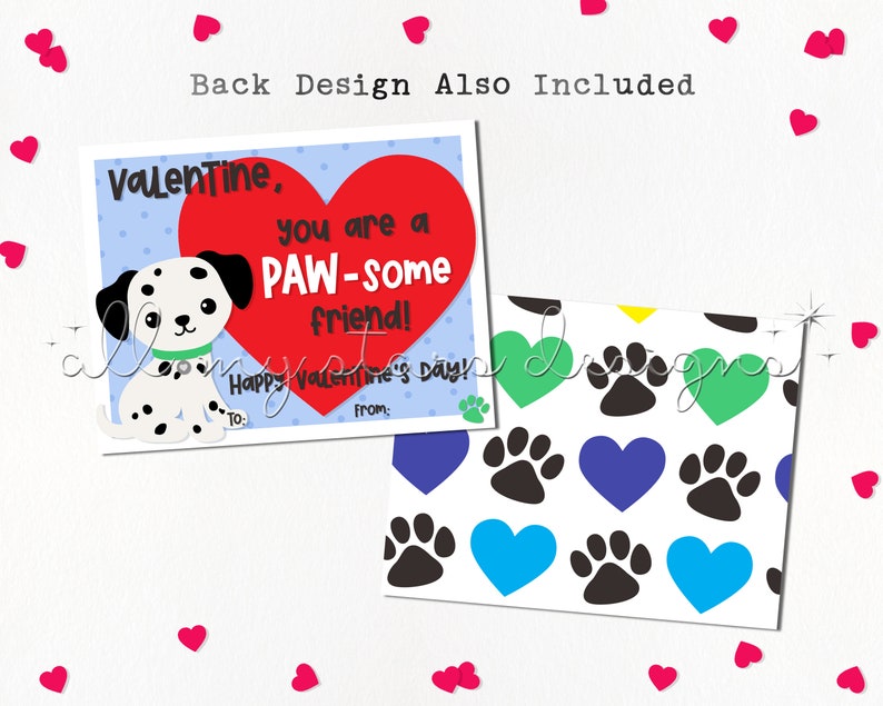 PRINTABLE Cute Dogs & Puppies Valentine Cards Set of 6 - Etsy