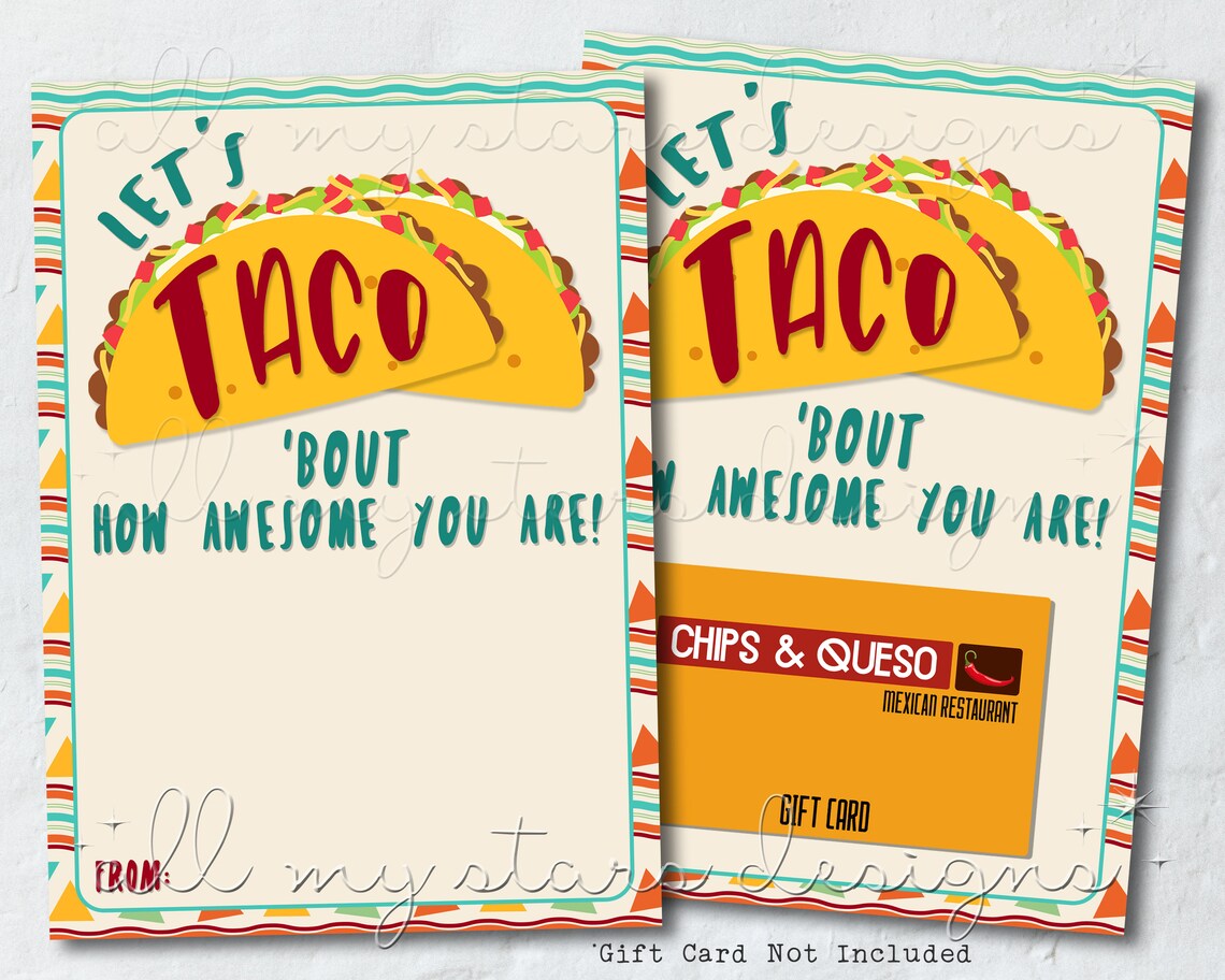 PRINTABLE Let's TACO 'Bout How Awesome You Are Gift - Etsy España