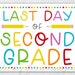 PRINTABLE Last Day of Second Grade Sign Instant Download Colorful End ...