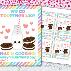 PRINTABLE We Go Together Like Milk & Cookies Happy Valentine's Day Gift ...