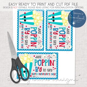 PRINTABLE Just POPPIN' BY to Say Happy Valentine's Day! Tag | Instant ...