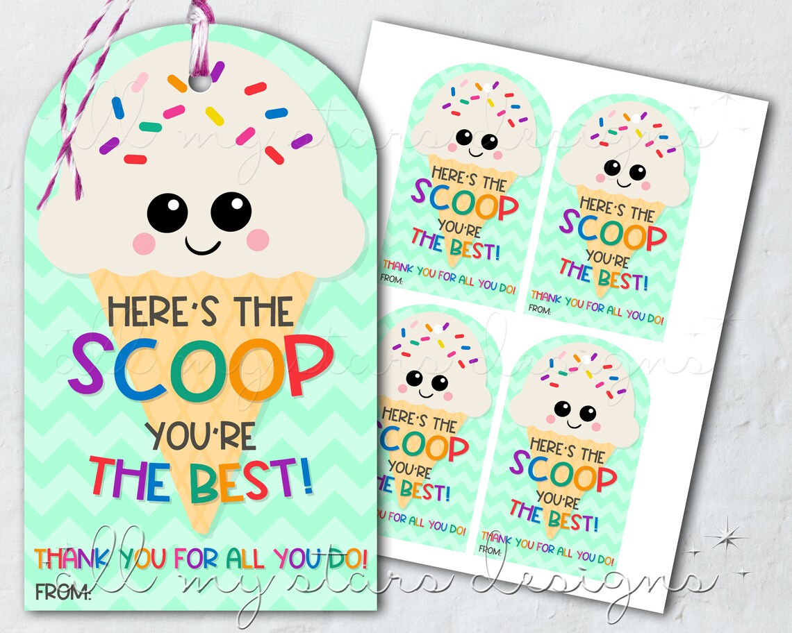 PRINTABLE Here's the SCOOP You're the BEST Thank You - Etsy