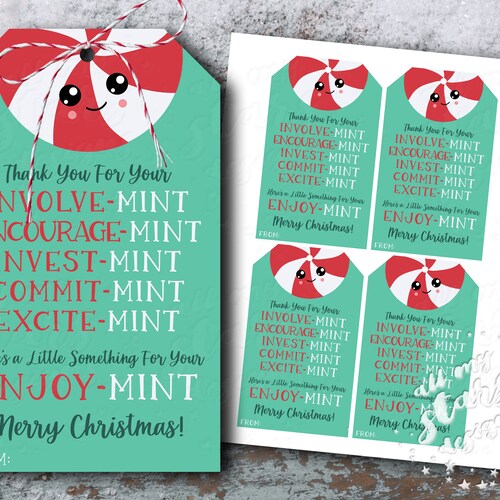 Printable Thank You for Your Involve-mint Encourage-mint - Etsy Canada