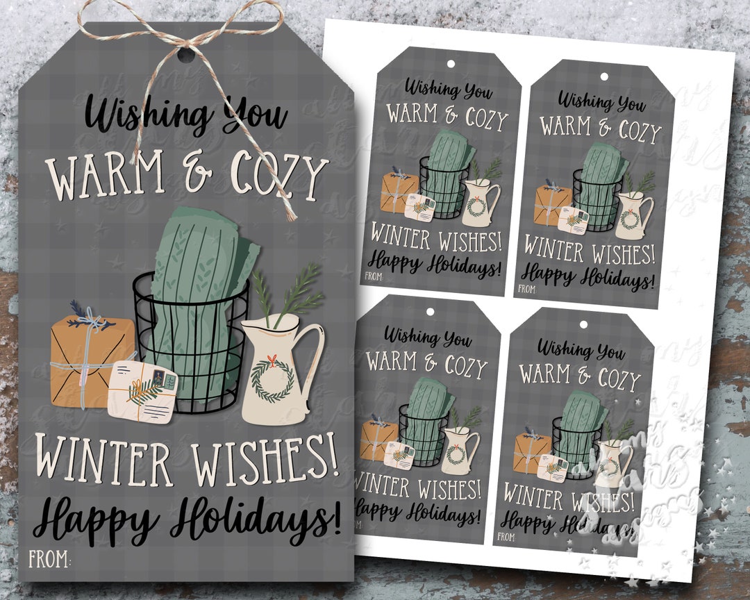 PRINTABLE Wishing You Warm & Cozy Winter Wishes Happy Holidays Blanket ...