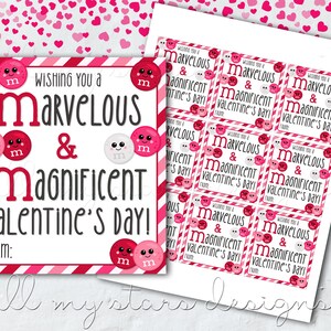 PRINTABLE Wishing You a M-arvelous and M-agnificent Valentine's Day M&M ...