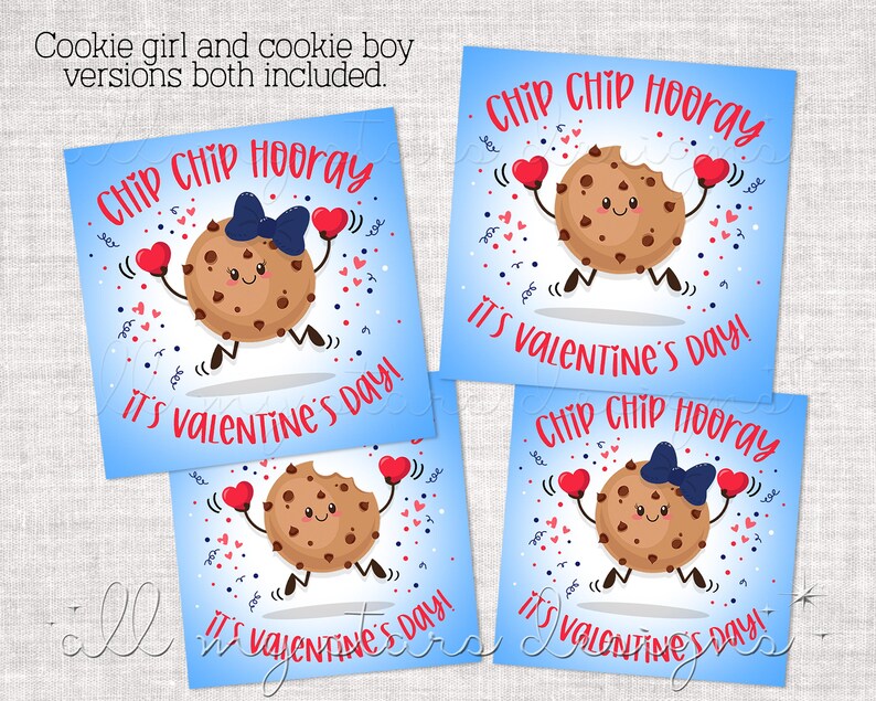 PRINTABLE Chip Chip Hooray It's Valentine's Day! Cookie Tag | Instant ...