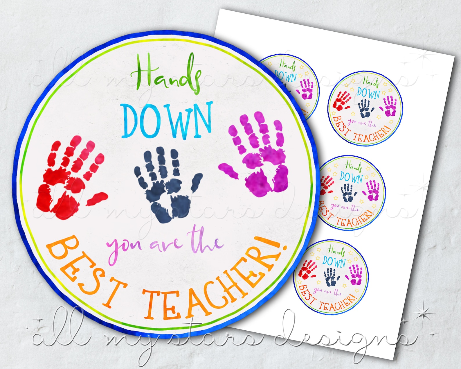 PRINTABLE Hands Down You Are the BEST Teacher Hanging Tag | Etsy