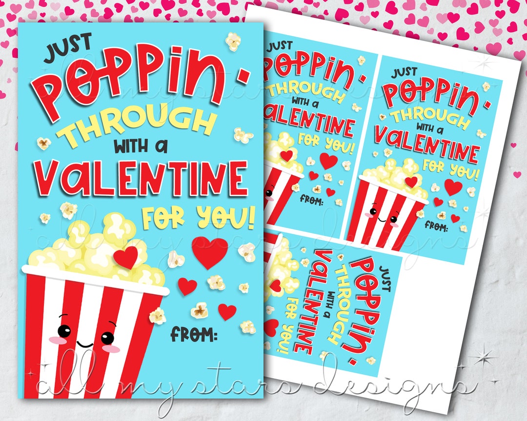 PRINTABLE Just POPPIN' Through With a Valentine for You Tag Instant ...