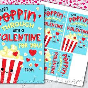 PRINTABLE Just POPPIN' Through With a Valentine for You Tag Instant ...