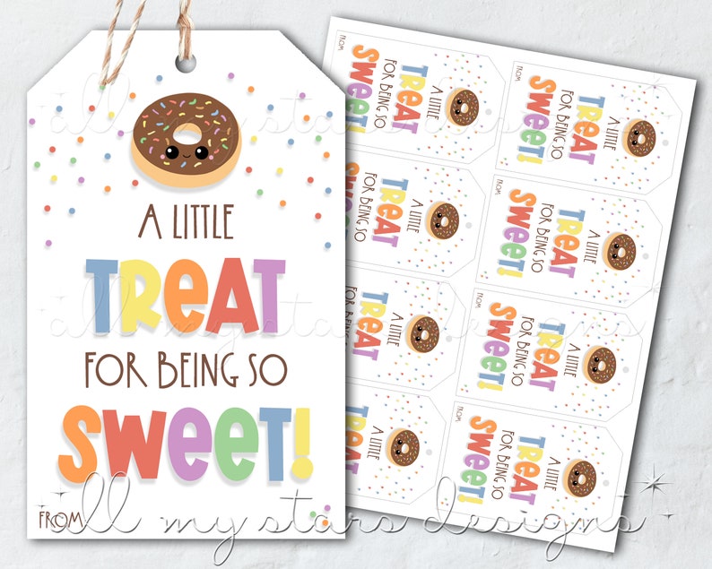PRINTABLE A Little TREAT for Being so SWEET Donut Tag - Etsy