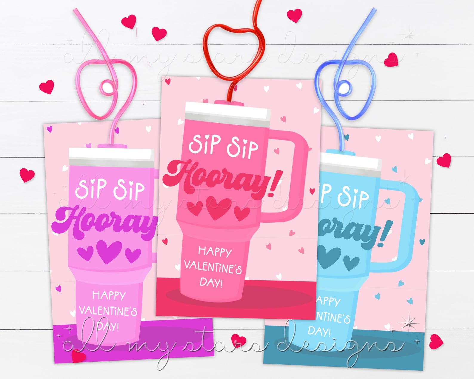 PRINTABLE Sip Sip Hooray! Happy Valentine's Day! Tag | Instant Download ...