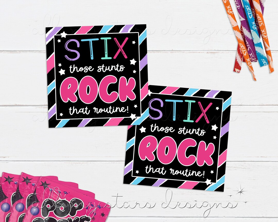 PRINTABLE STIX Those Stunts and ROCK That Routine! Candy Tag | Instant ...