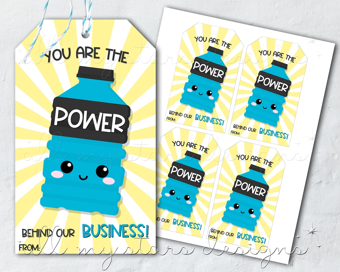 PRINTABLE You Are the POWER Behind Our Business! Sports Drink Tag ...