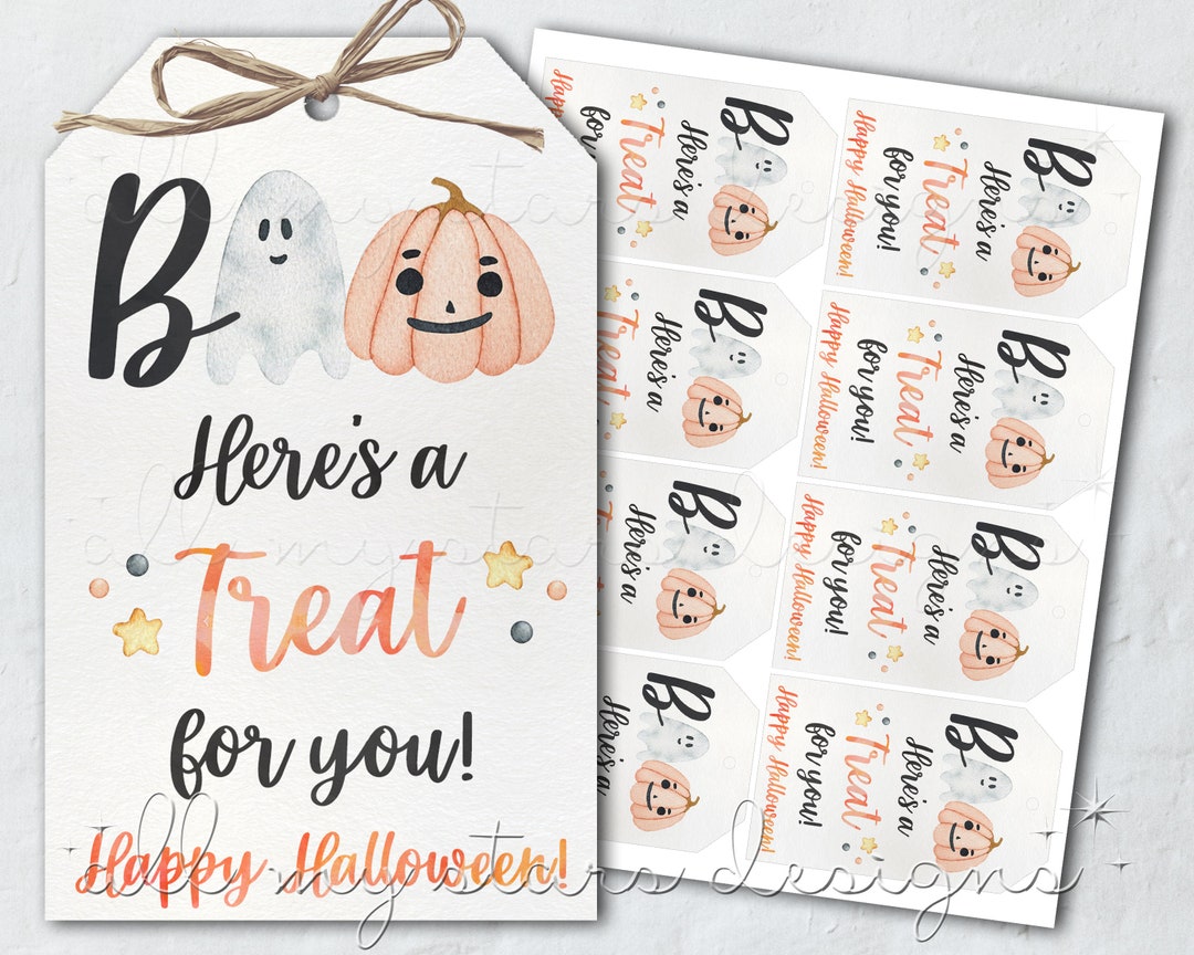 PRINTABLE BOO! Here's a Treat for You! Happy Halloween! Watercolor ...