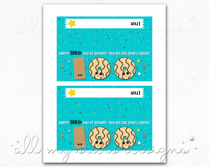 PRINTABLE Happy 100th Day of School You Are One Smart Cookie - Etsy