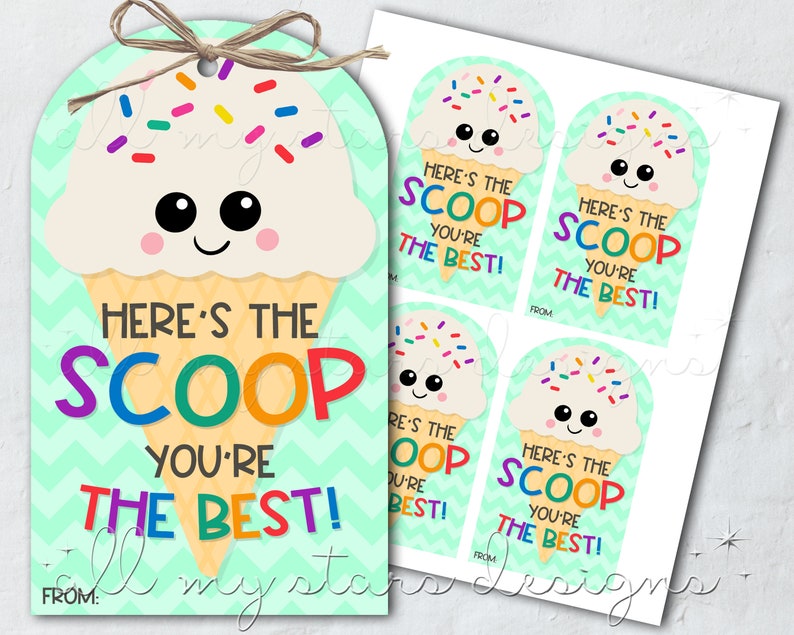 PRINTABLE Here's the SCOOP You're the BEST Ice Cream - Etsy UK