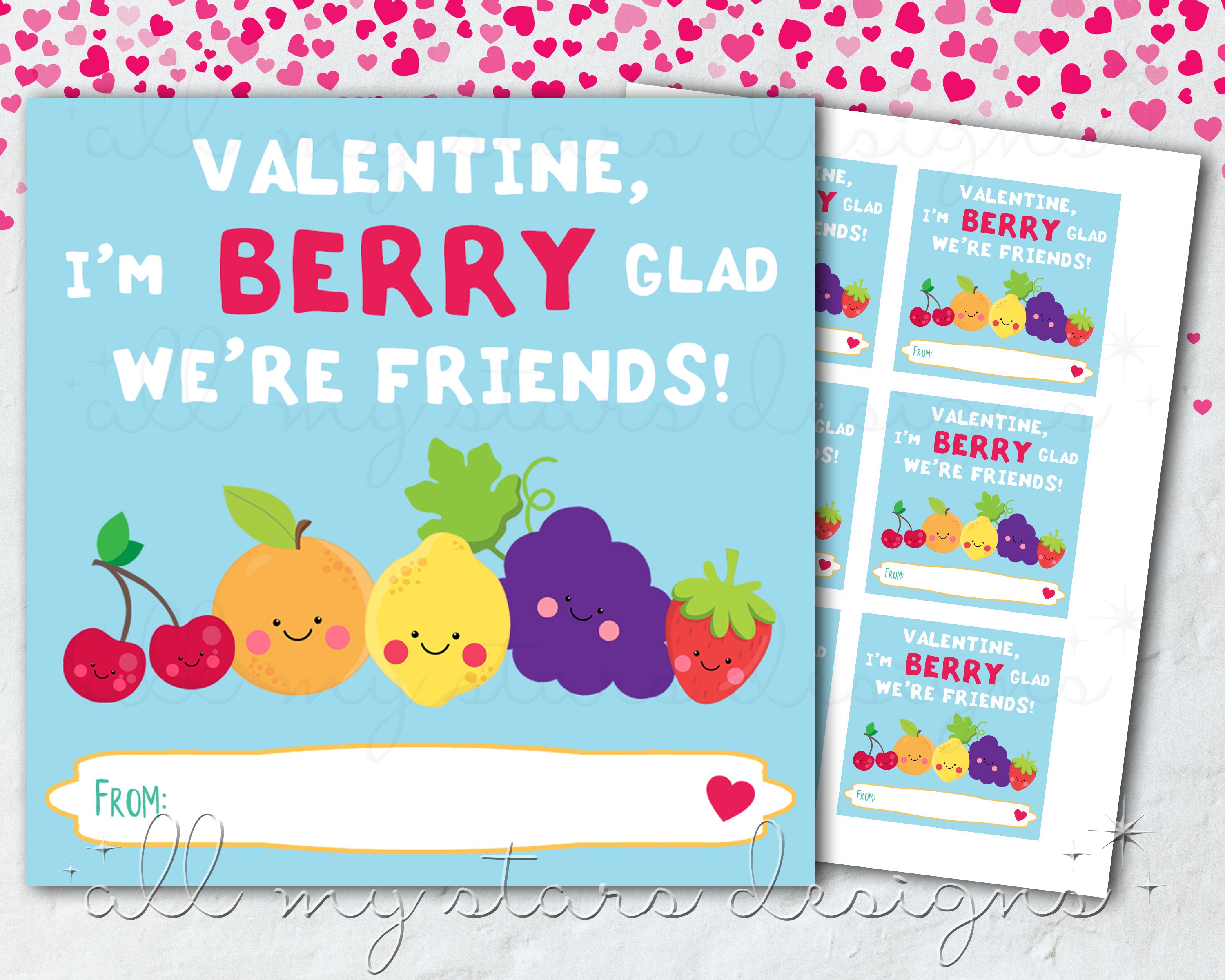 PRINTABLE Valentine I'm BERRY Glad We're Friends - Etsy