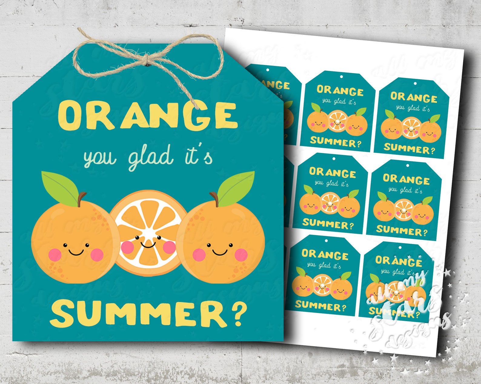 PRINTABLE Orange You Glad It's Summer Orange Gift Tag | Etsy