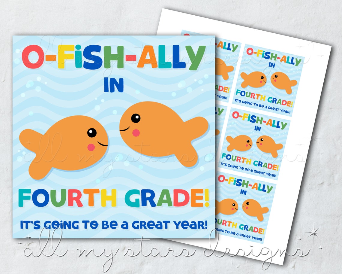 PRINTABLE O-fish-ally in FOURTH Grade It's Going to Be A - Etsy