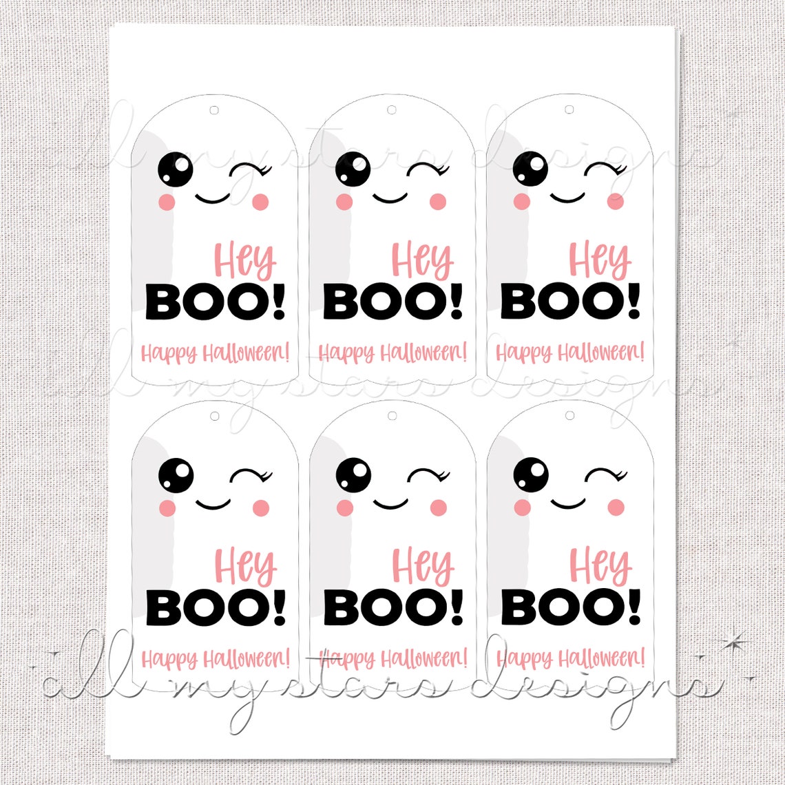 PRINTABLE Hey BOO! Happy Halloween! Cute Ghost Gift Tag | Instant ...