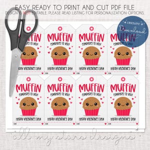 Printable MUFFIN Compares to You! Happy Valentine's Day! Cute Muffin ...