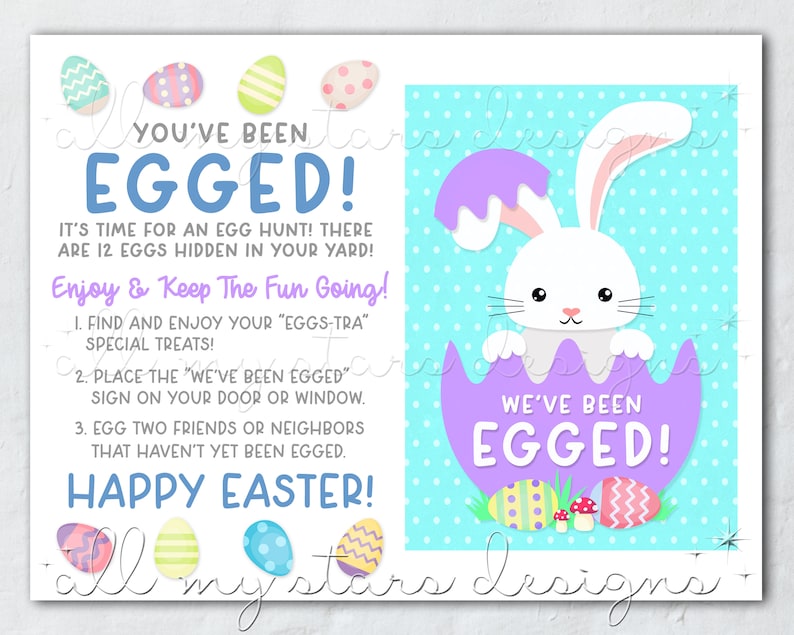 PRINTABLE You've Been EGGED Cute Easter Egged Treat Sign - Etsy
