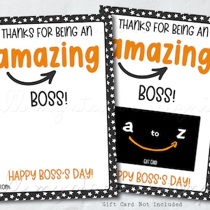 PRINTABLE Thanks for Being an AMAZING Boss! Happy Boss's Day! Gift Card ...