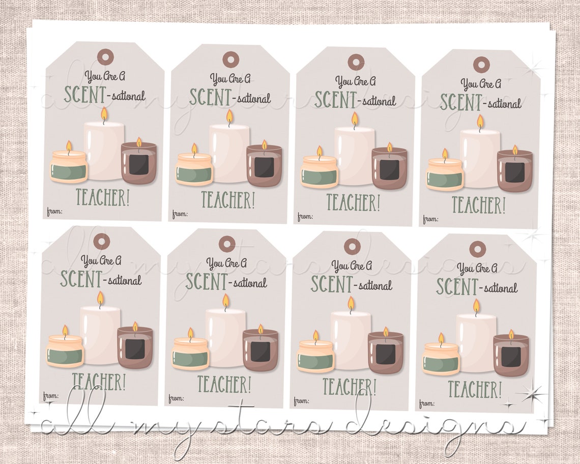 PRINTABLE You Are A Scent-sational Teacher! Candle Tag | Instant ...