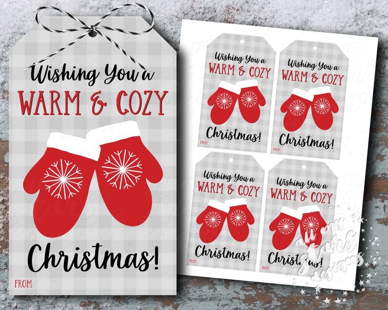 PRINTABLE Wishing You a Warm & Cozy Christmas Mitten Tag - Etsy