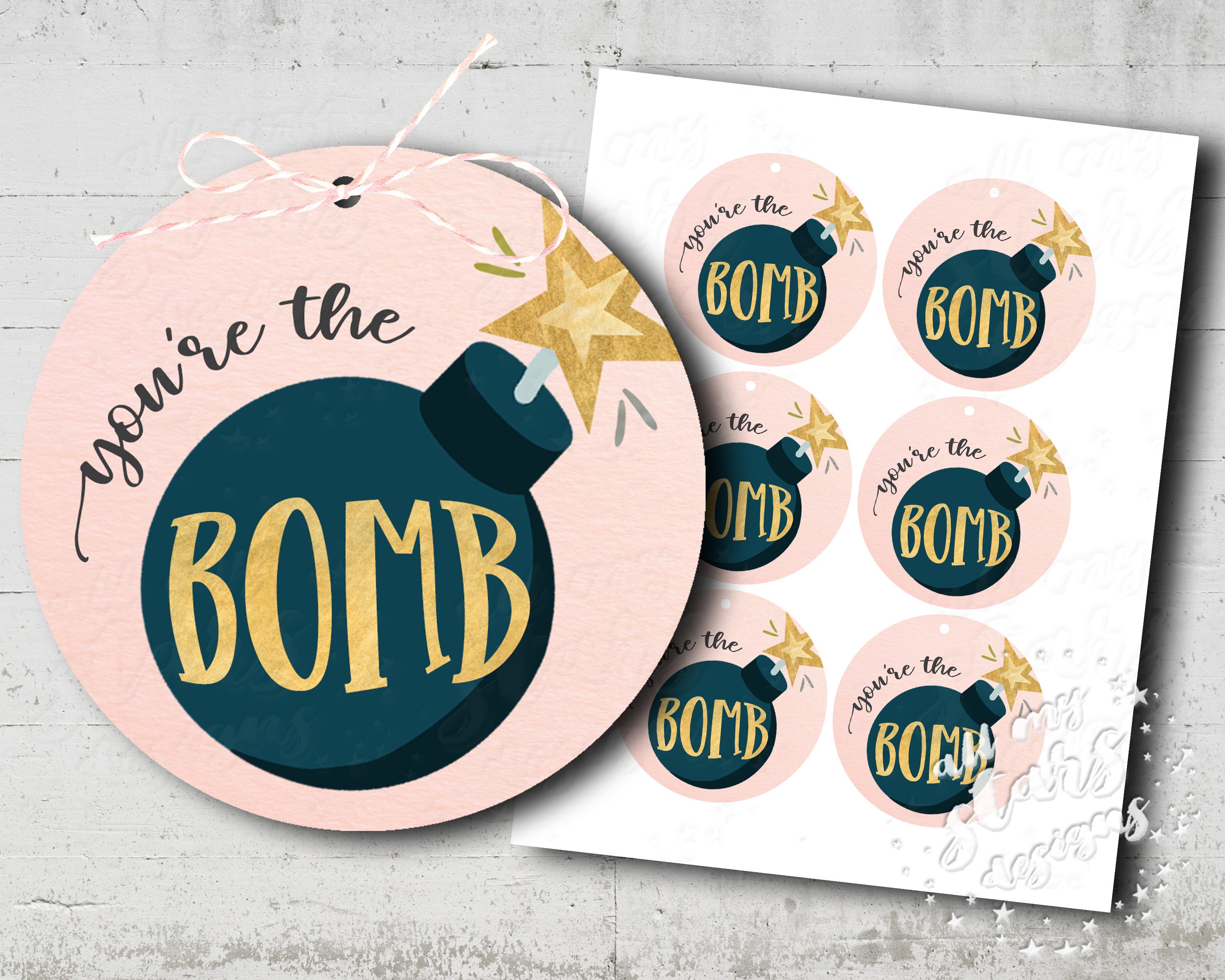 You're The BOMB Printable Gift Tag Instant Download | Etsy