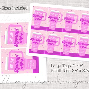 PRINTABLE Sip Sip Hooray! Happy Valentine's Day! Tag | Instant Download ...