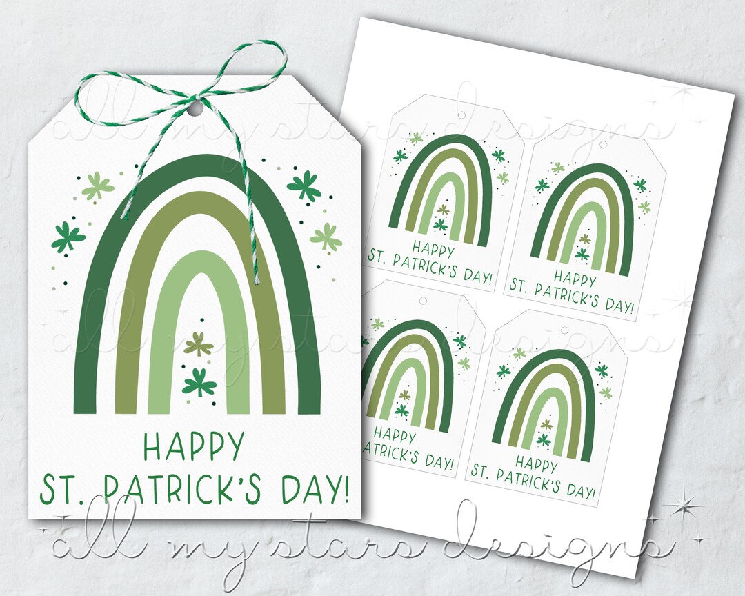 PRINTABLE Happy St. Patrick's Day! Green Rainbow Tag | Instant Download ...