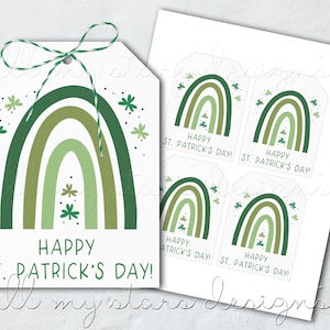 PRINTABLE Happy St. Patrick's Day! Green Rainbow Tag | Instant Download ...