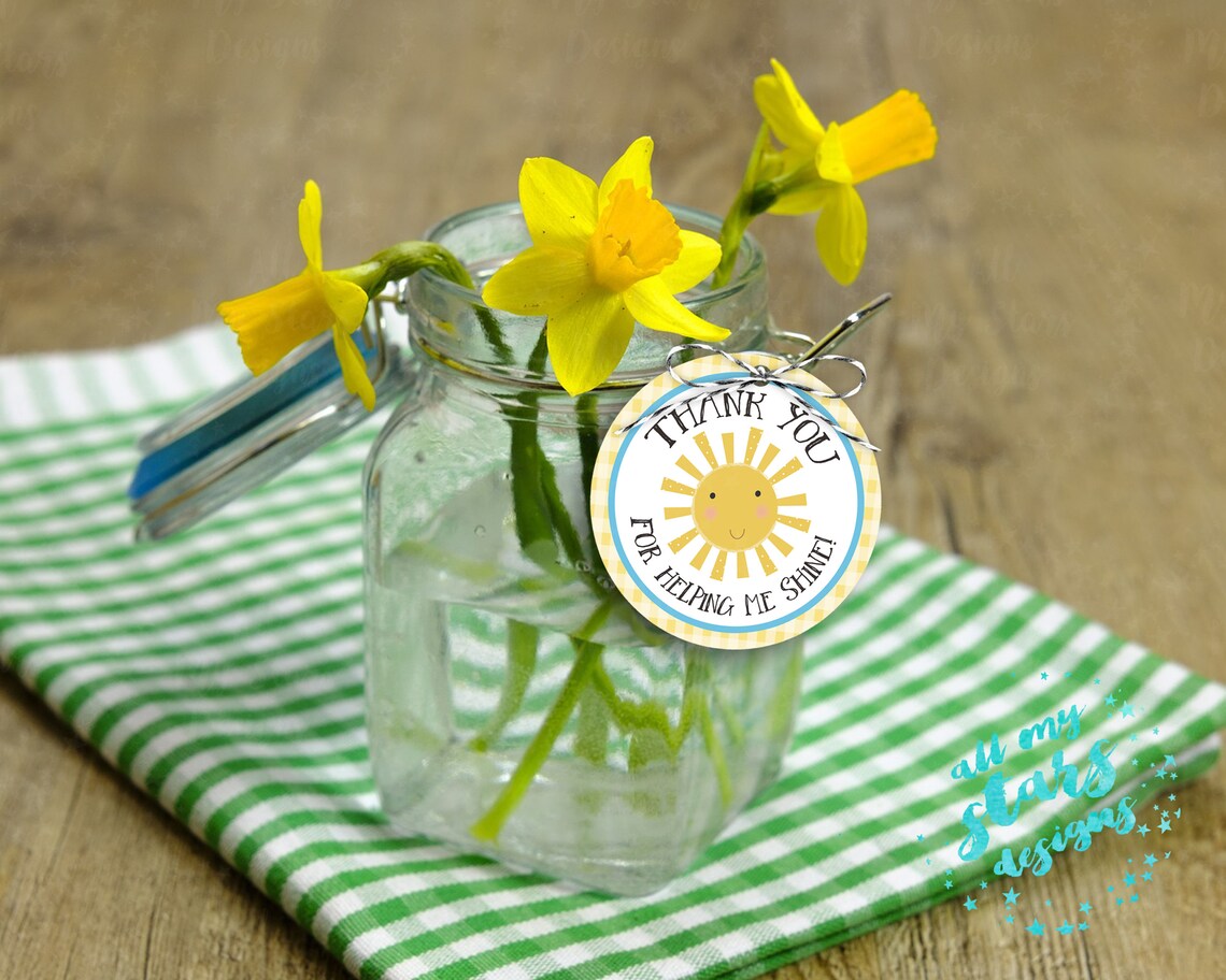 PRINTABLE Thank You for Helping Me Shine! Sunshine Tag | Instant ...