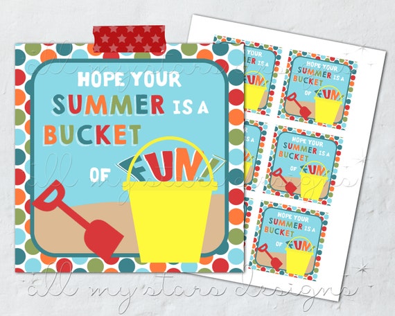 PRINTABLE Hope Your Summer is a BUCKET of Fun Tag Instant - Etsy
