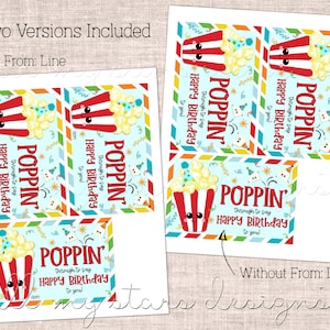 PRINTABLE POPPIN' Through to Say Happy Birthday to You! Popcorn Tag ...