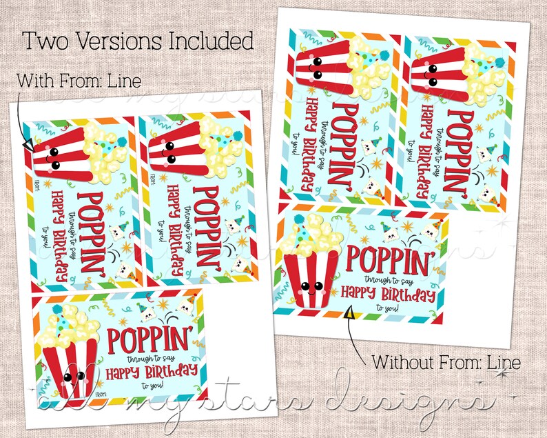PRINTABLE POPPIN' Through to Say Happy Birthday to You! Popcorn Tag ...