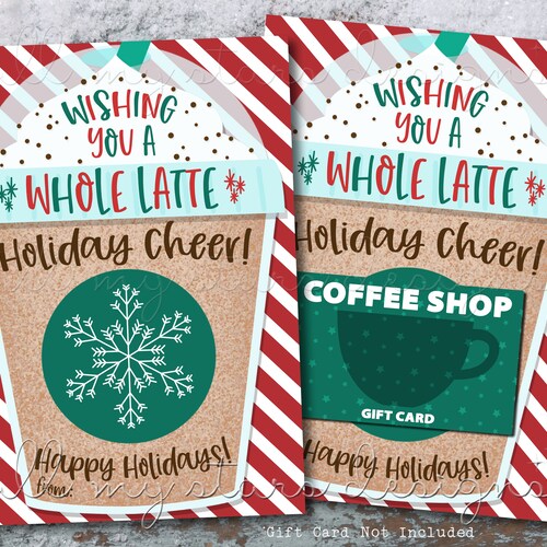 PRINTABLE Wishing You a Whole LATTE Joy & Holiday Cheer Merry - Etsy