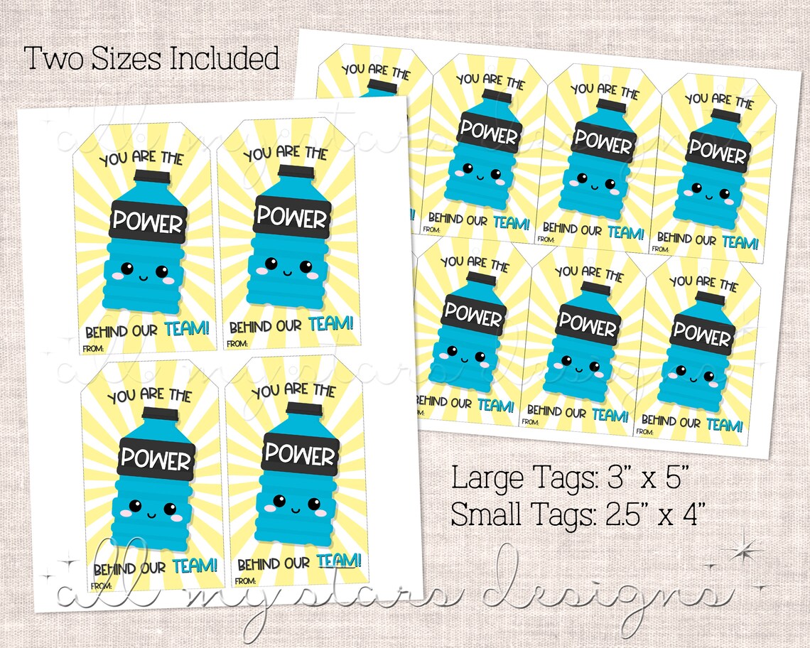 PRINTABLE You Are the POWER Behind Our Team! Sports Drink Tag | Instant ...