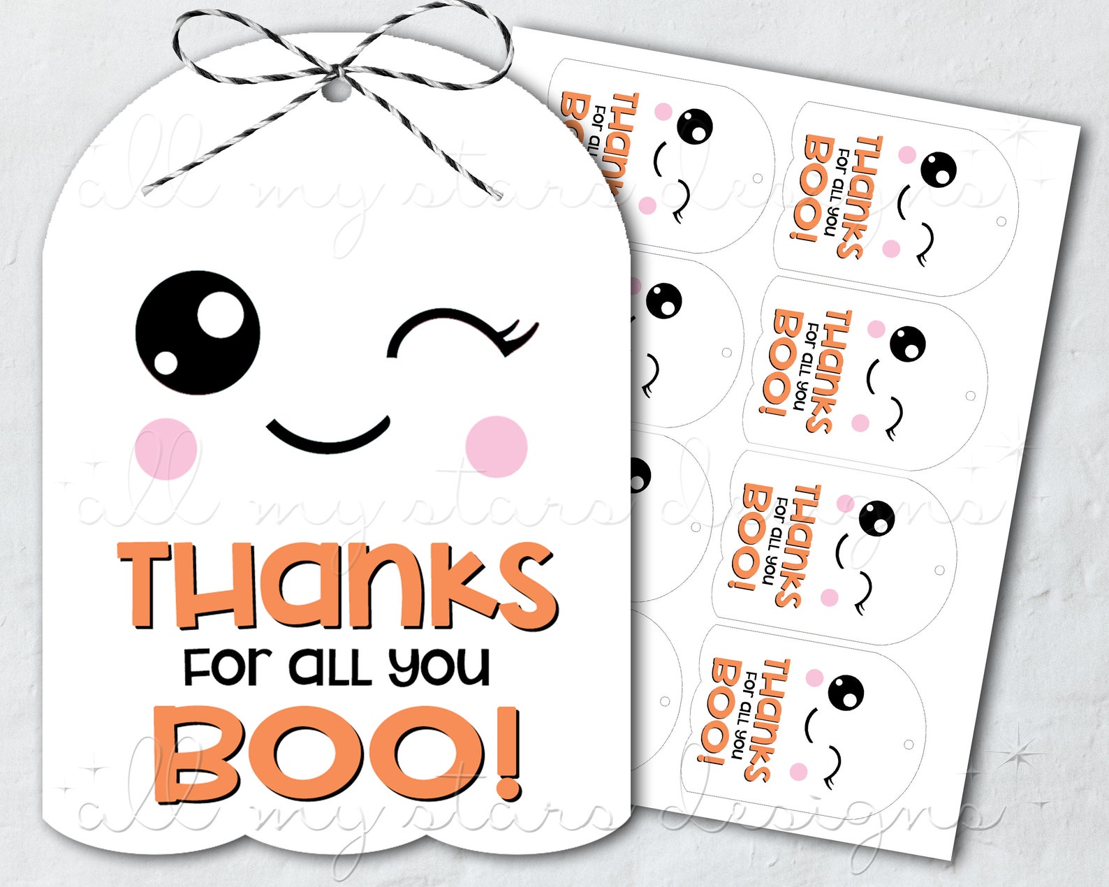 PRINTABLE Thanks for All You BOO Cute Ghost Gift Tag - Etsy