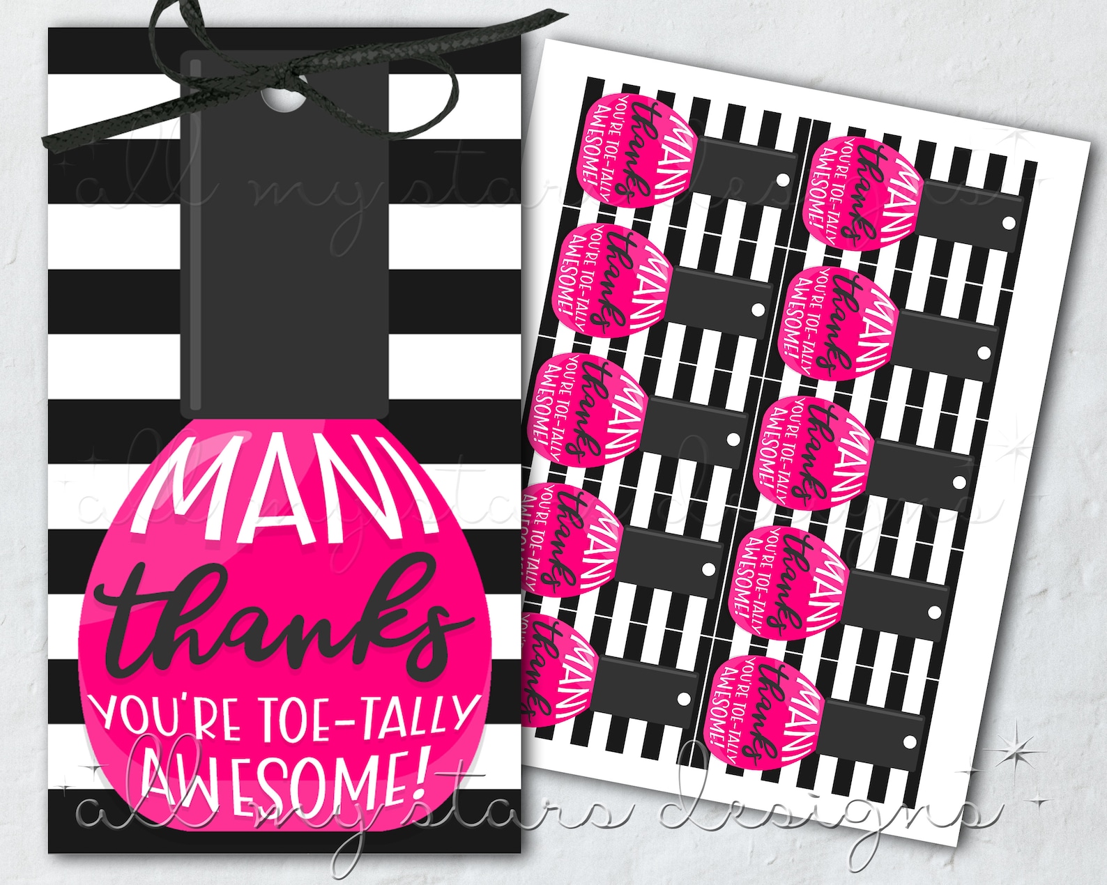 PRINTABLE MANI Thanks, You're Toe-tally Awesome! Tag | Instant Download ...