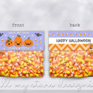 PRINTABLE Trick or Treat, Pumpkin Teeth Candy Corn Treat Toppers ...